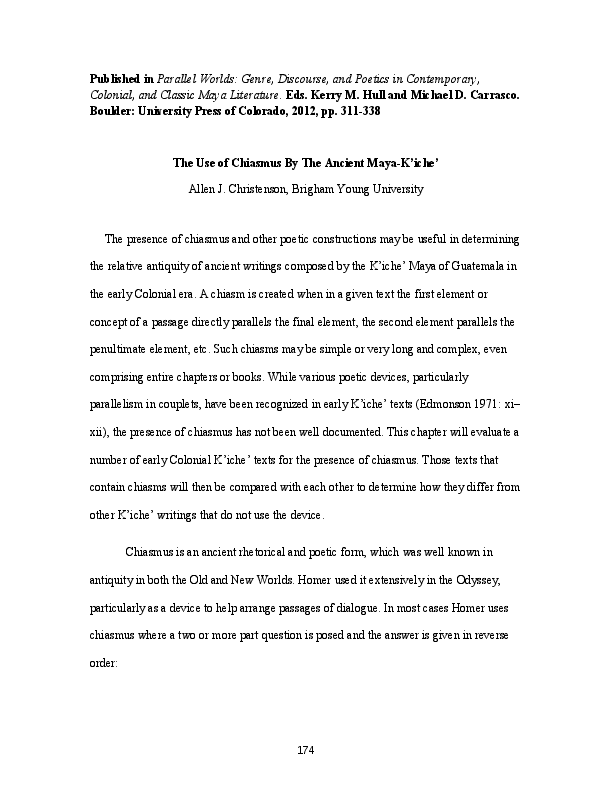 (DOC) The Use of Chiasmus by the Ancient K'iche' Maya