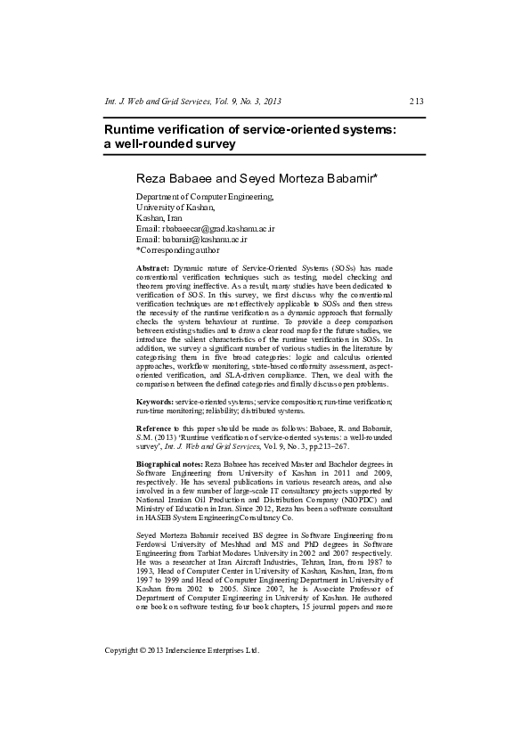 Pdf Runtime Verification Of Service Oriented Systems A Well Rounded