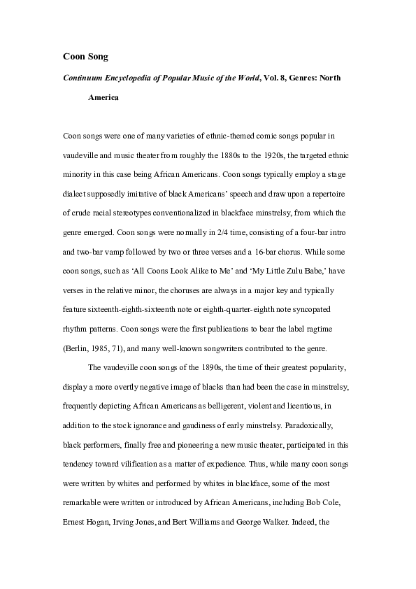 (PDF) Coon Song