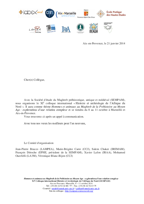 (PDF) Hommes et animaux au Maghreb de la Préhistoire au Moyen Age ...