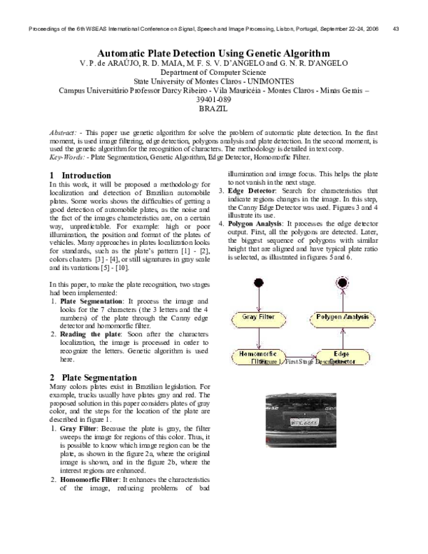 (PDF) Automatic Plate Detection Using Genetic Algorithm (PDF) Automatic Plate Detection Using Genetic Algorithm