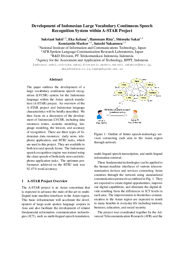 Pdf Development Of Indonesian Large Vocabulary Continuous Speech Recognition System Within A