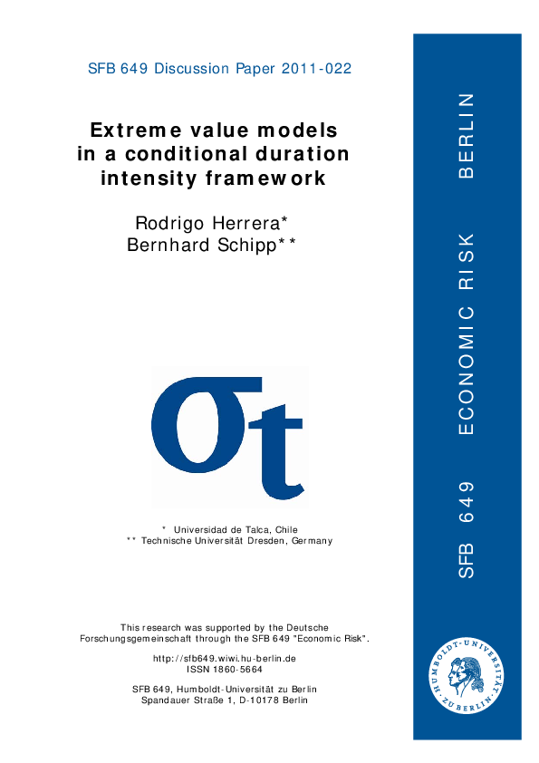 (PDF) Extreme value models in a conditional duration intensity framework