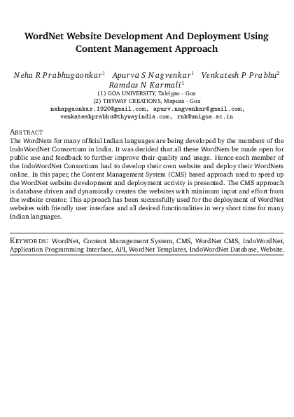 (PDF) WordNet Website Development And Deployment Using Content ...