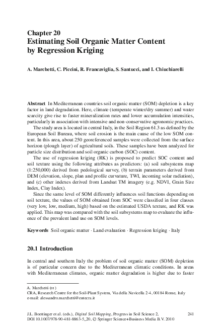 (PDF) Estimating Soil Organic Matter Content by Regression Kriging