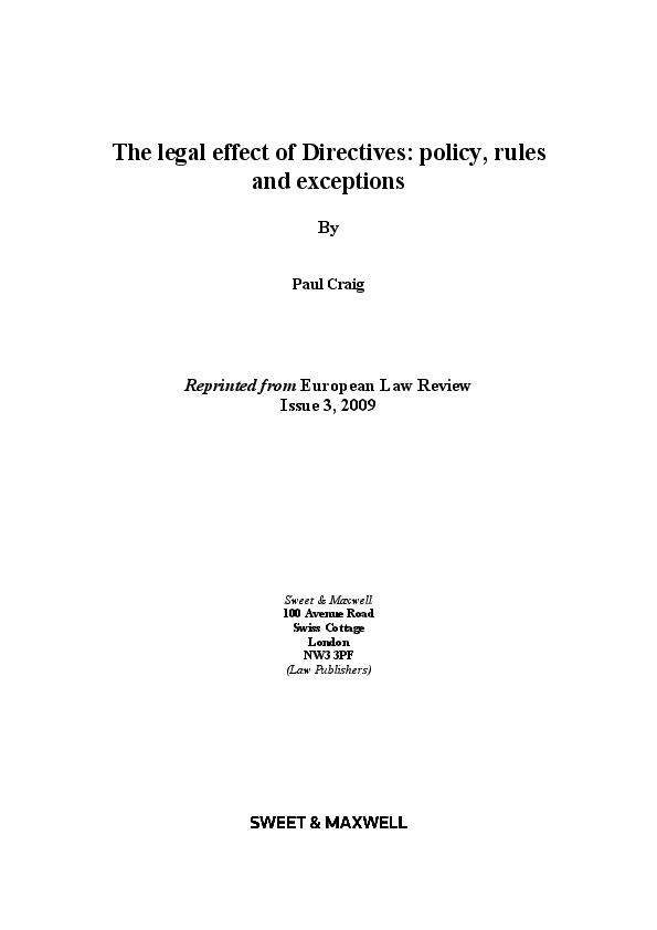 (PDF) The legal effect of Directives: policy, rules and exceptions ...