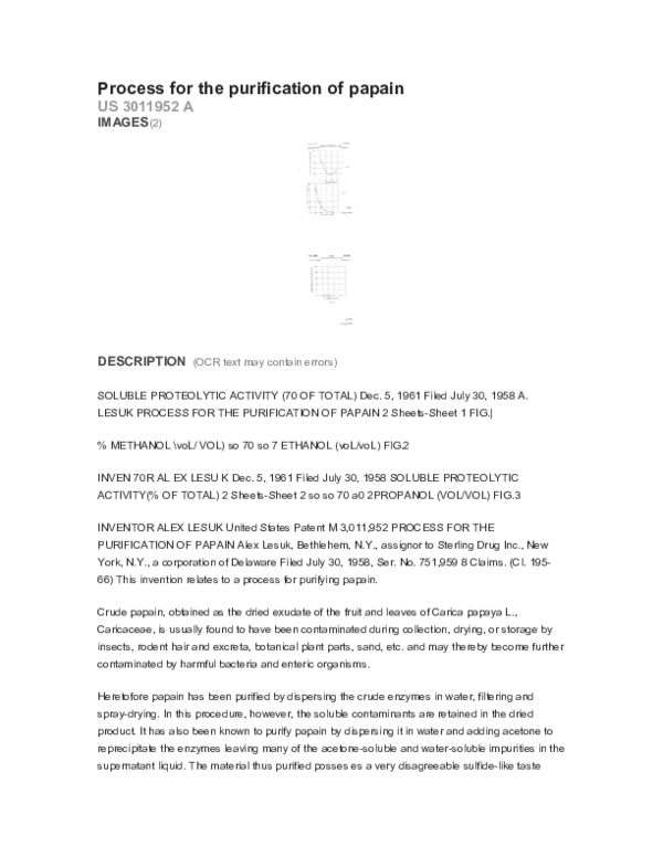 (DOC) Process for the purification of papain