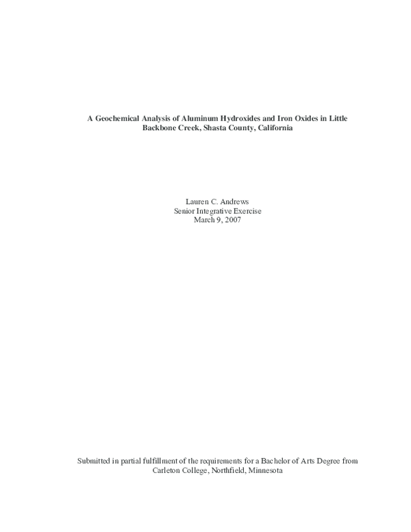 (PDF) A Geochemical Analysis of Aluminum Hydroxides and Iron Oxides in ...