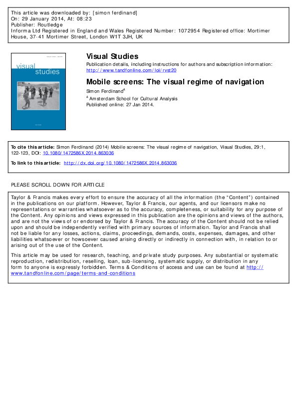 (PDF) 'Mobile Screens: the Visual Regime of Navigation' by Nanna ...