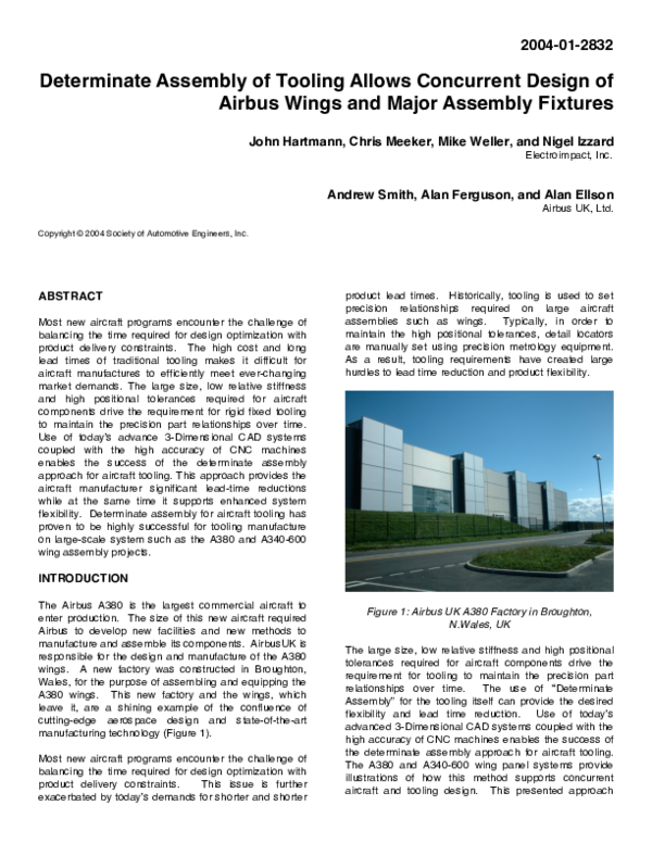 (PDF) Determinate Assembly of Tooling Allows Concurrent Design of ...