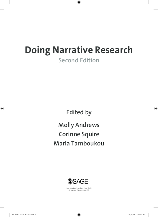 (PDF) Andrews, M., Squire, C., Tamboukou, M. (eds) (2008/2013) Doing ...