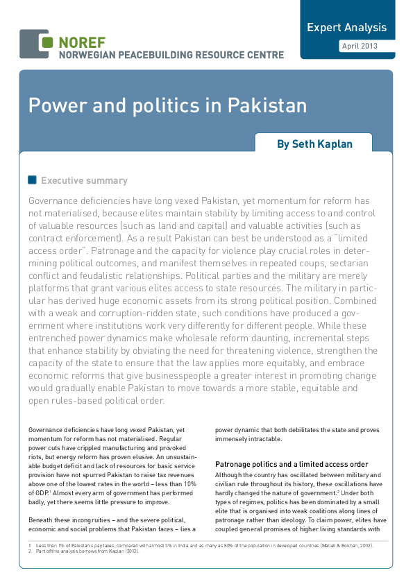(PDF) Power and Politics in Pakistan