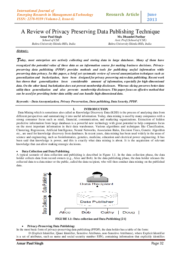 (PDF) A Review of Privacy Preserving Data Publishing Technique