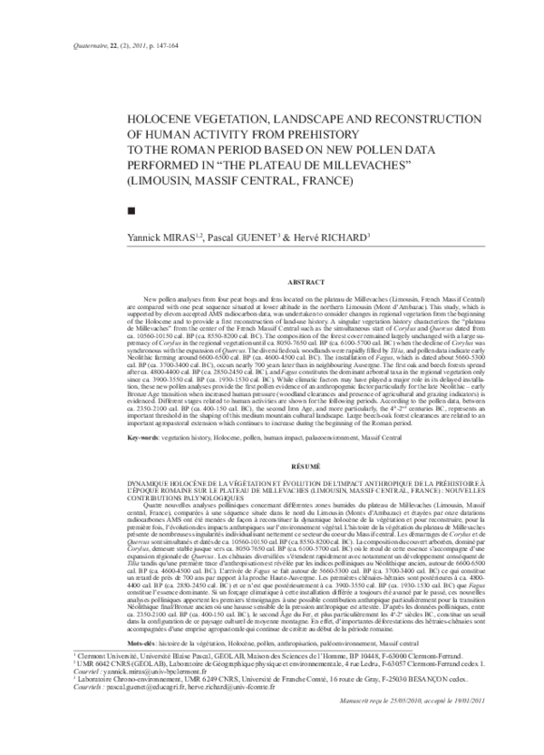 (PDF) HOLOCENE VEGETATION, LANDSCAPE AND RECONSTRUCTION OF HUMAN ...