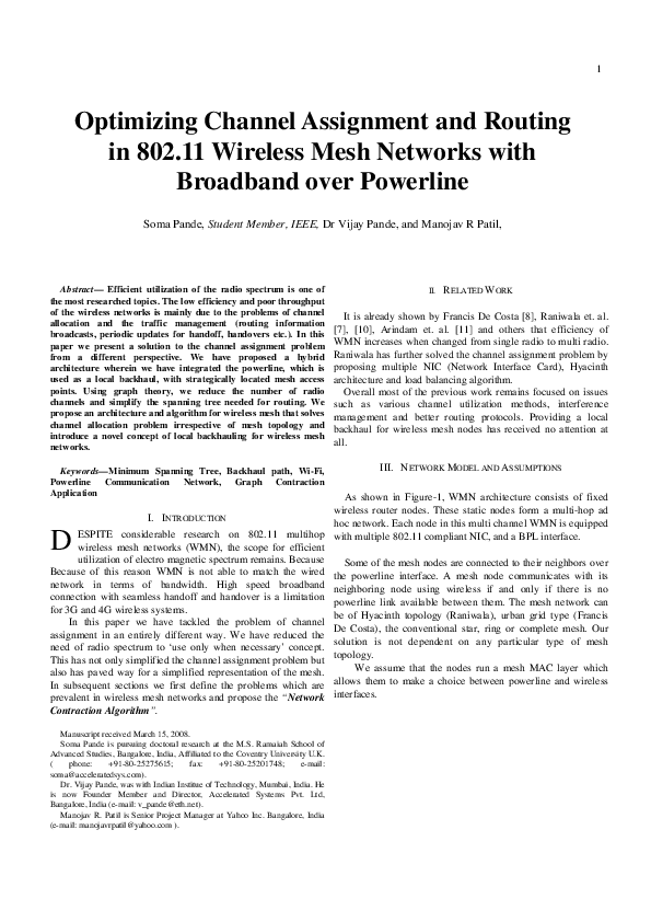 (PDF) Optimizing Channel Assignment and Routing in 802.11 Wireless Mesh ... (PDF) Optimizing Channel Assignment and Routing in 802.11 Wireless Mesh ...