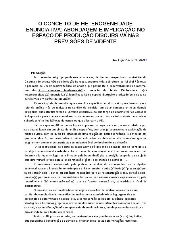 (DOC) O CONCEITO DE HETEROGENEIDADE ENUNCIATIVA
