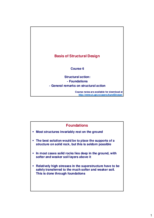 (PDF) Basis of Structural Design Course 6 Structural action ...