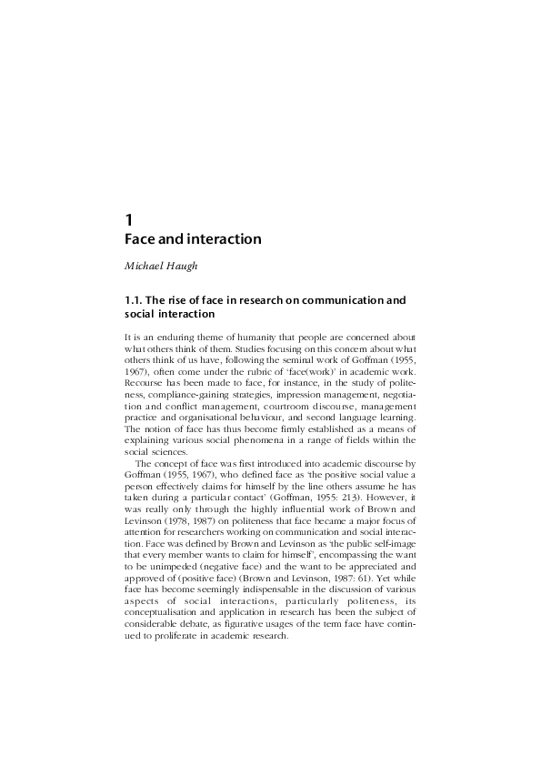 (PDF) Face and interaction