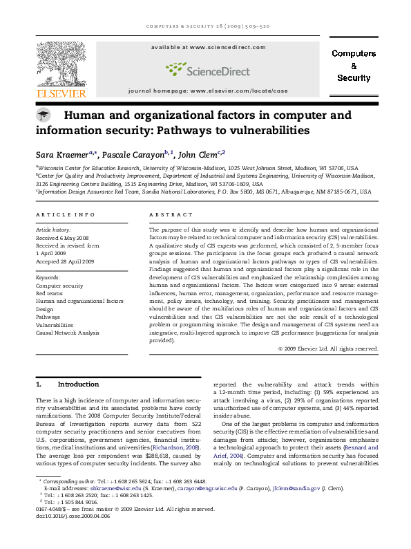(PDF) Human and organizational factors in computer and information ...