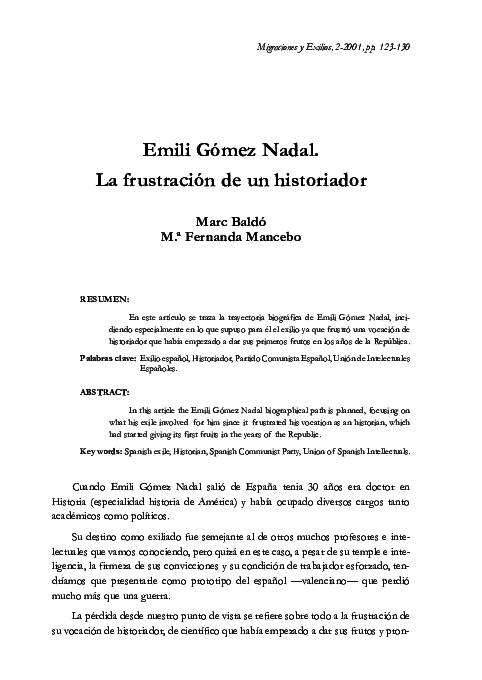 (PDF) Emili Gomez Nadal La frustracion de un historiador