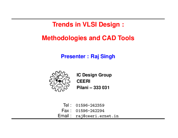 Pdf Trends In Vlsi Design Methodologies And Cad Tools