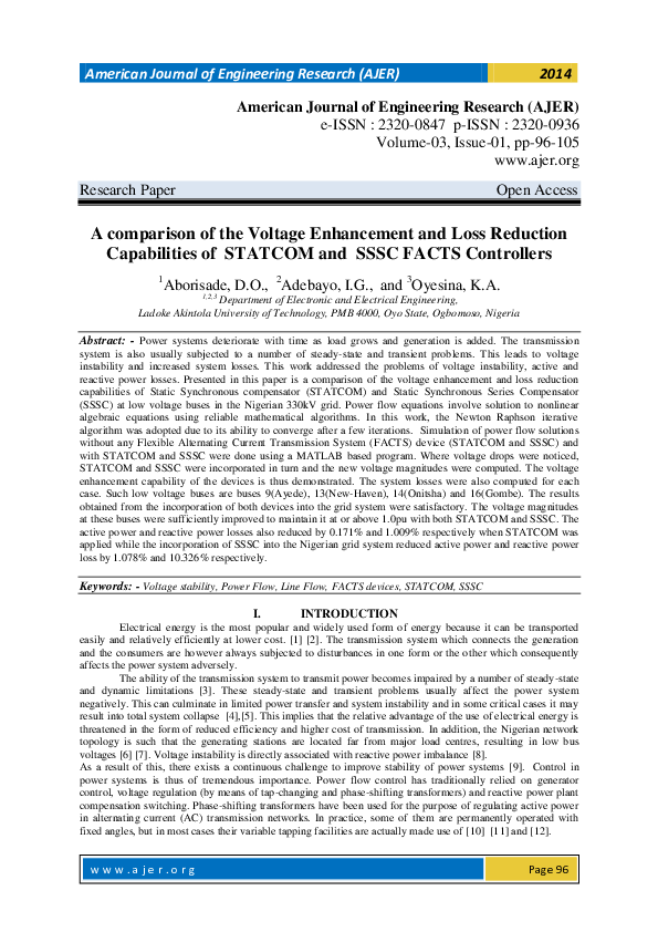 (PDF) A comparison of the Voltage Enhancement and Loss Reduction ...