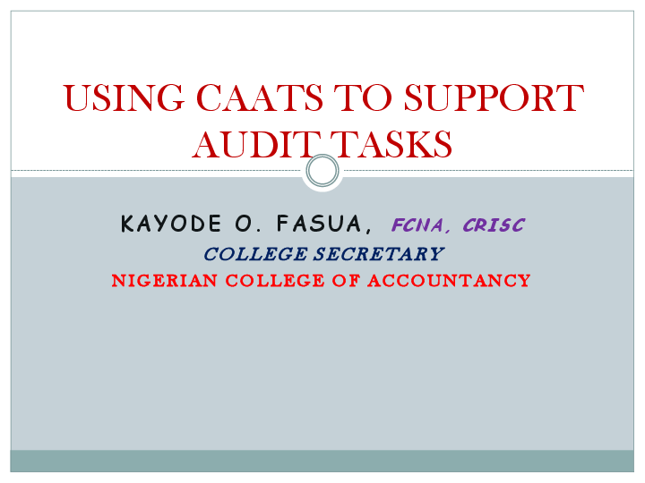 (PPT) USING CAATS TO SUPPORT AUDIT