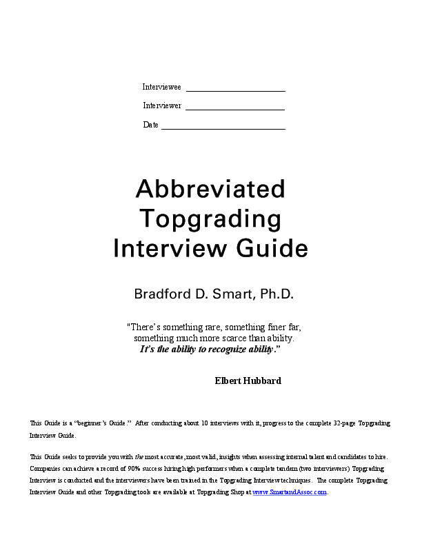 (PDF) Abbreviated Topgrading Interview Guide