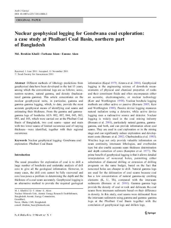 (PDF) Nuclear geophysical logging for Gondwana coal exploration: a case ...