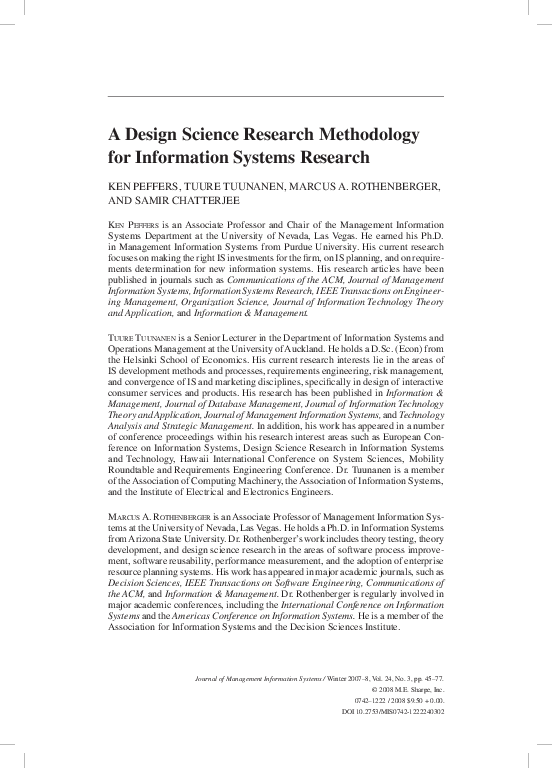 A Design Science Research Methodology for Information Systems Research