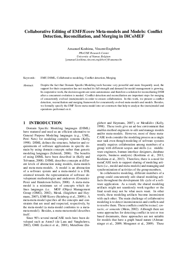 (PDF) Collaborative Editing of EMF/Ecore Metamodels and Models ...