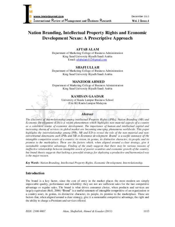 (PDF) Nation Branding, Intellectual Property Rights and Economic ... (PDF) Nation Branding, Intellectual Property Rights and Economic ...