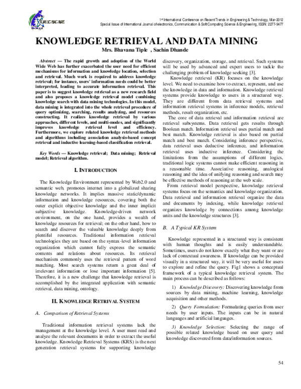 (PDF) KNOWLEDGE RETRIEVAL AND DATA MINING