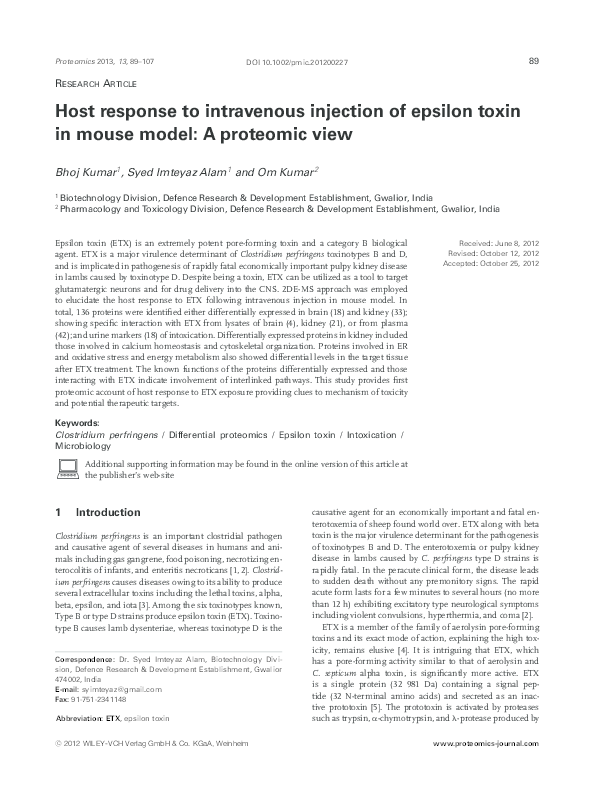 (PDF) Host response to intravenous injection of epsilon toxin in mouse ...