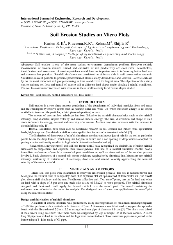 (PDF) Soil Erosion Studies on Micro Plots
