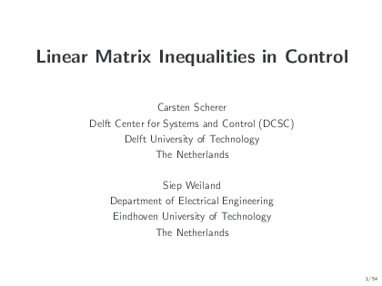 (PDF) Linear Matrix Inequalities in Control