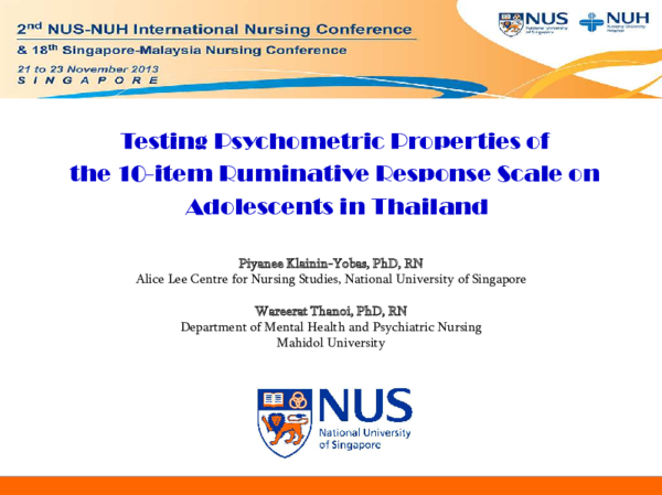 Testing Psychometric Properties of the 10-item Ruminative Response ...