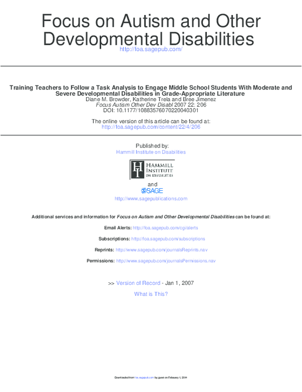 (PDF) Severe Developmental Disabilities in Grade-Appropriate Literature ...