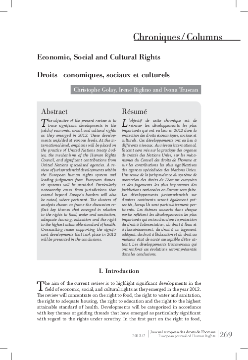 (PDF) Economic, Social and Cultural Rights