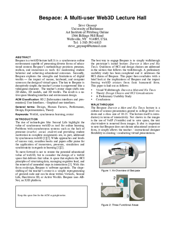 (PDF) Bespace: A Multi-user Web3D Lecture Hall