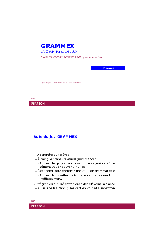 (PDF) GRAMMEX La grammaire en jeux avec L'express grammatical