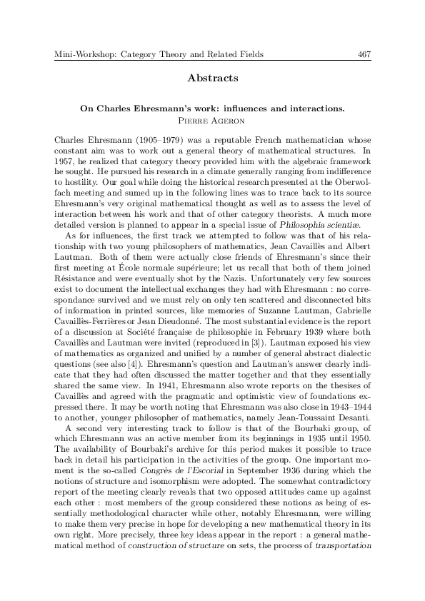 On Charles Ehresmann's work : influences and interactions