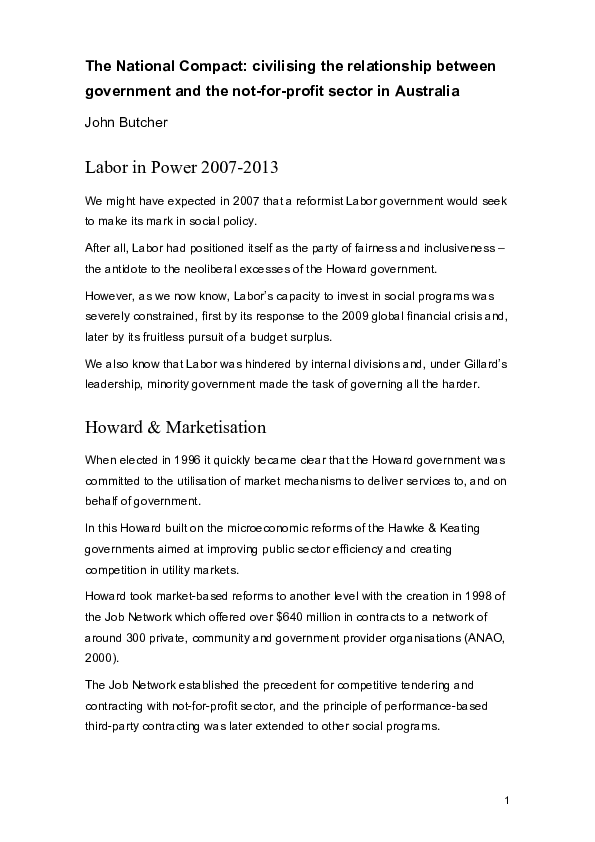 (PDF) The National Compact: civilising the relationship between ...