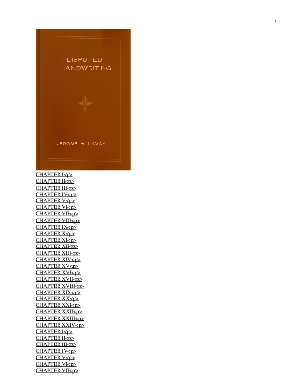 Disputed Handwriting | by Jerome B. Lavay | 1909