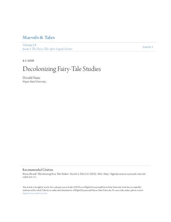 (PDF) Decolonizing Fairy-Tale Studies