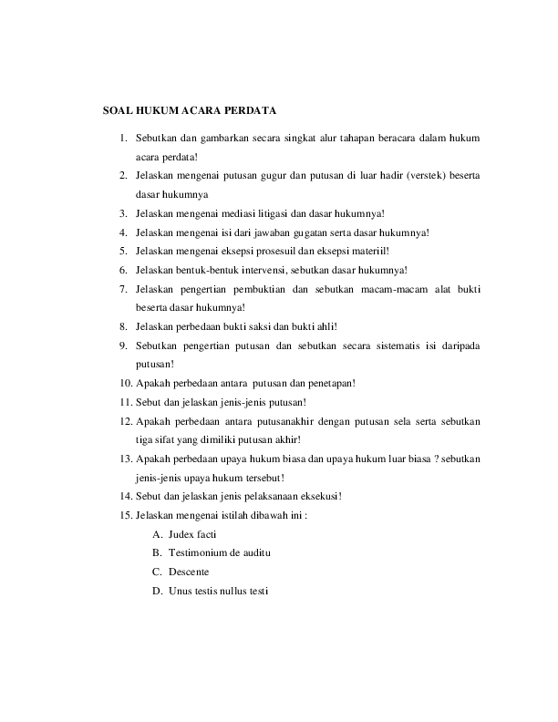 Soal Dan Jawaban Hukum Acara Perdata Pdf - Ruang Soal