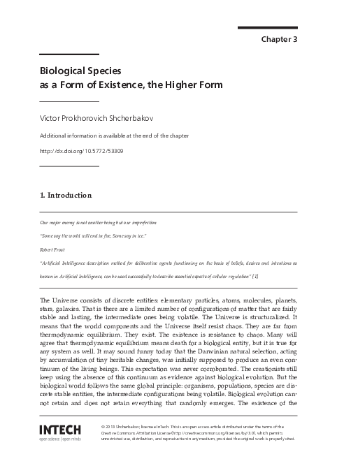 (PDF) Biological Species as a Form of Existence, the Higher Form