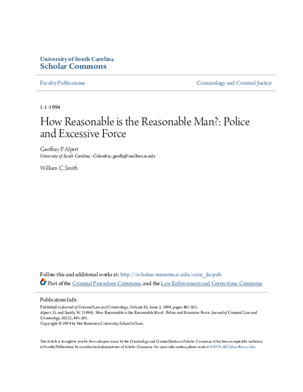 (PDF) University of South Carolina Scholar Commons How Reasonable is ...