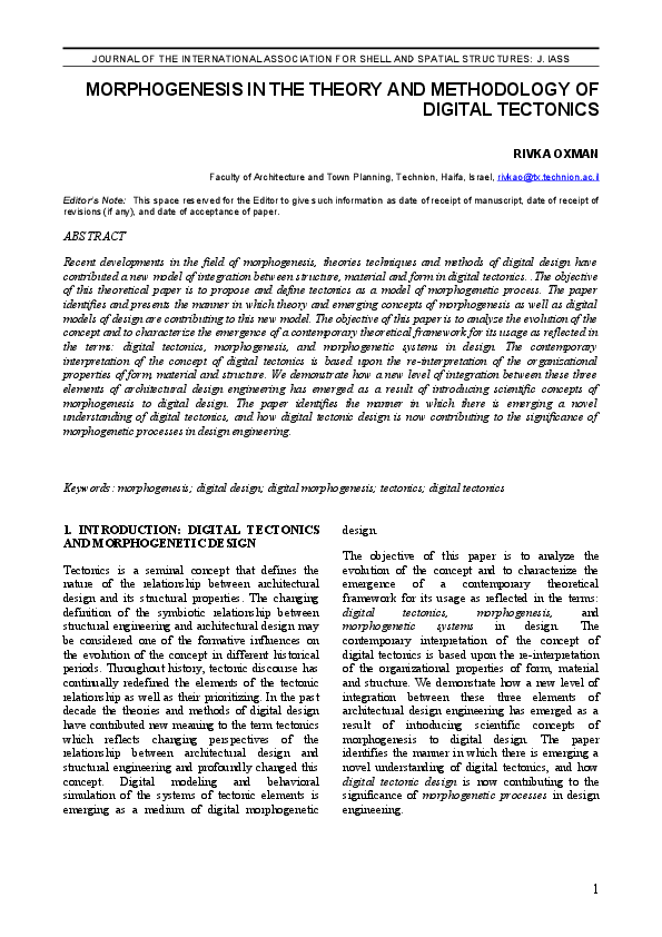(DOC) Oxman Rivka (2010) MORPHOGENESIS IN THE THEORY AND METHODOLOGY OF ...
