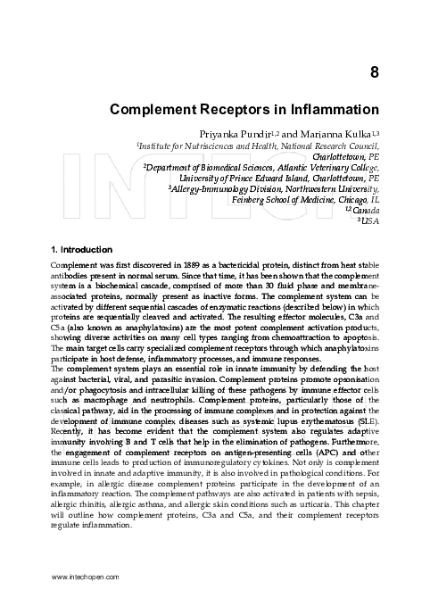(PDF) 8 Complement Receptors in Inflammation